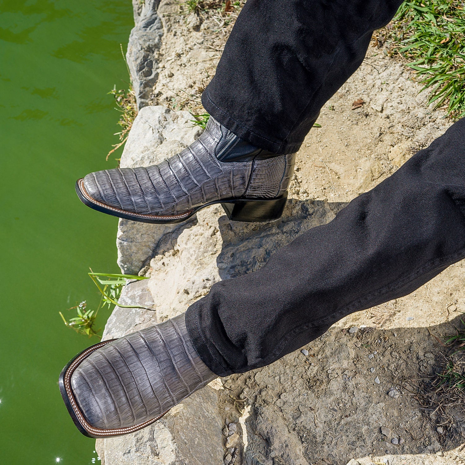 Men's Caiman Tail Square Toe Boots | The Roscoe | RUJO Boots – Rujo Boots